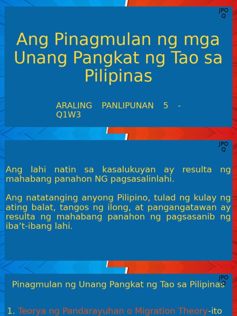 AP5-Q1W3-Ang Pinagmulan NG Mga Unang Pangkat NG Tao Sa Pilipinas | PDF