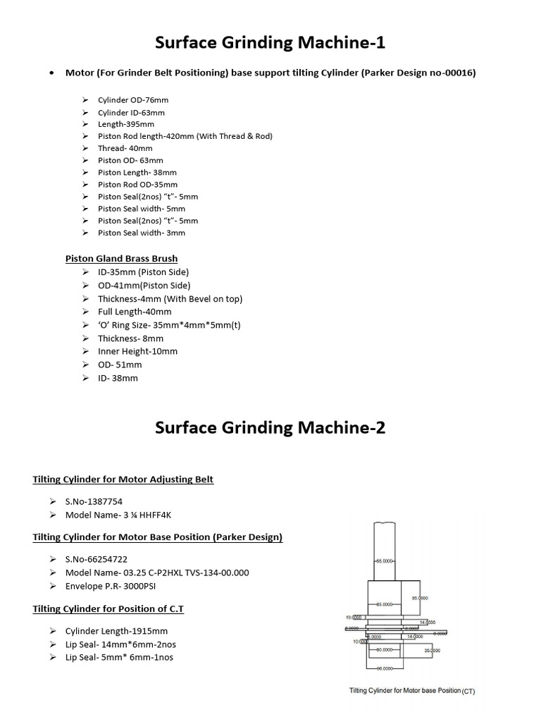 Surface Grinding Machine Specifications | PDF | Piston | Propulsion