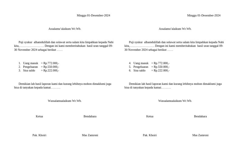 laporan iuran november | PDF