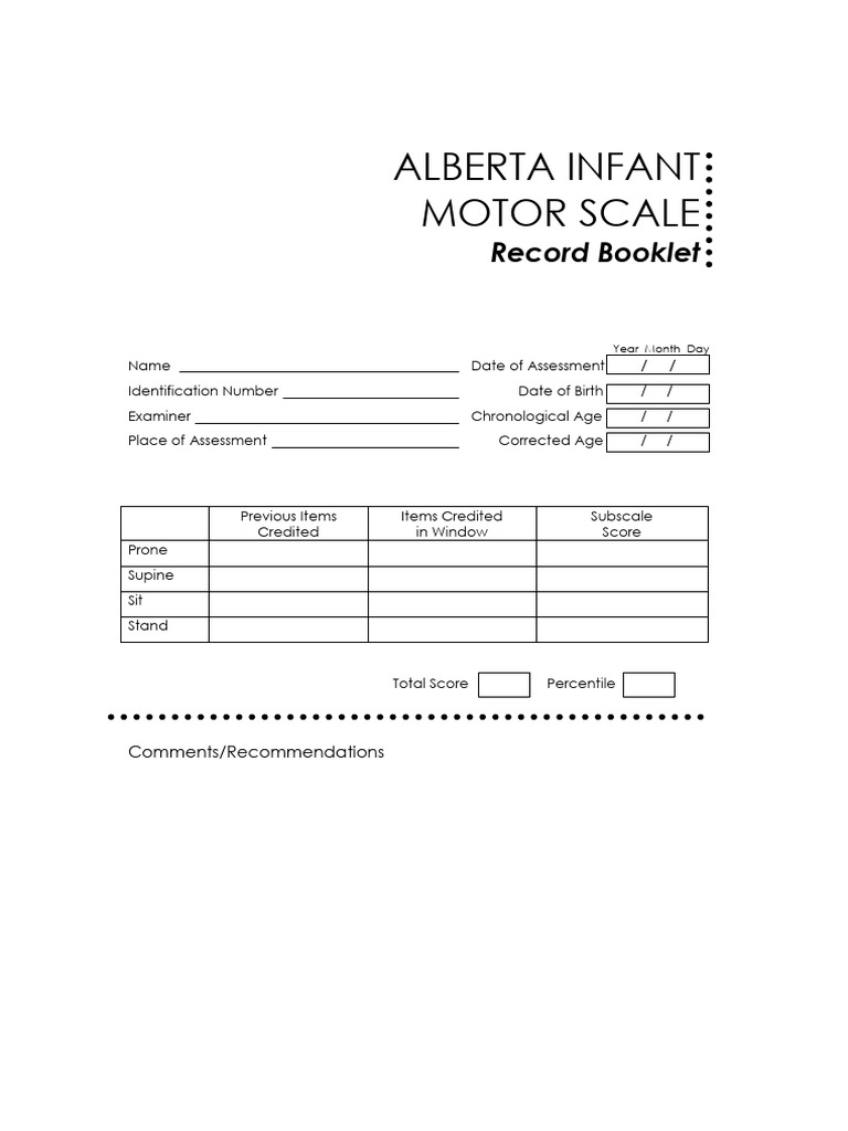 AIMS Score Sheet for Infant Assessment | PDF | Anatomical Terms Of ...