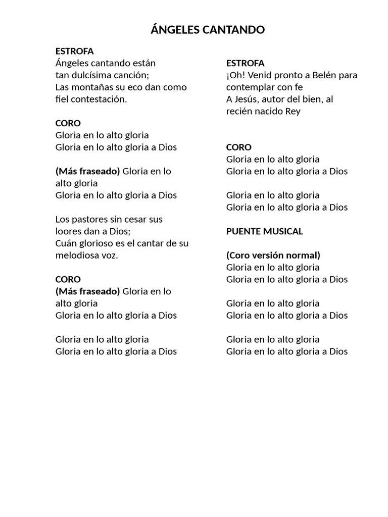 Angeles Cantando Estan | PDF