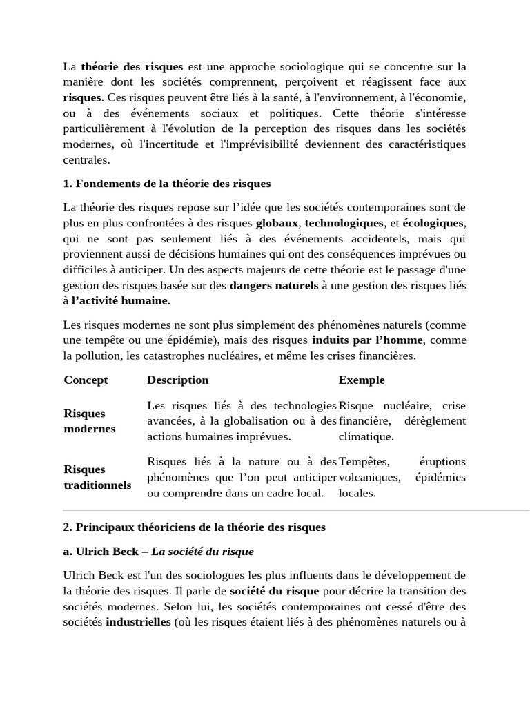 La Théorie Des Risques Est Une Approche Sociologique Qui Se Concentre ...