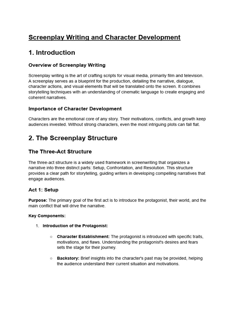 Screenplay Writing and Character Development | PDF | Narrative | Plot (Narrative)