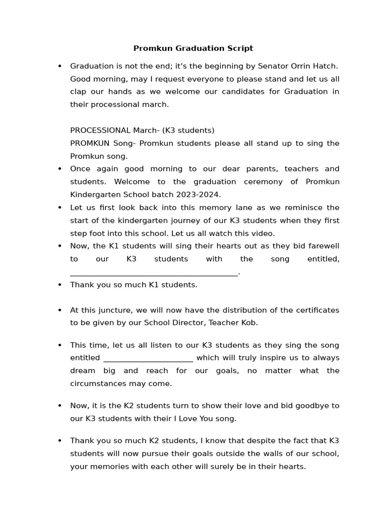 Promkun Graduation Script | PDF