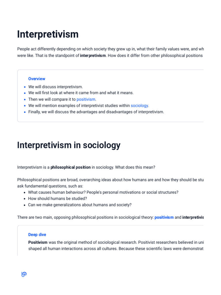 interpretivism | PDF | Positivism | Sociology