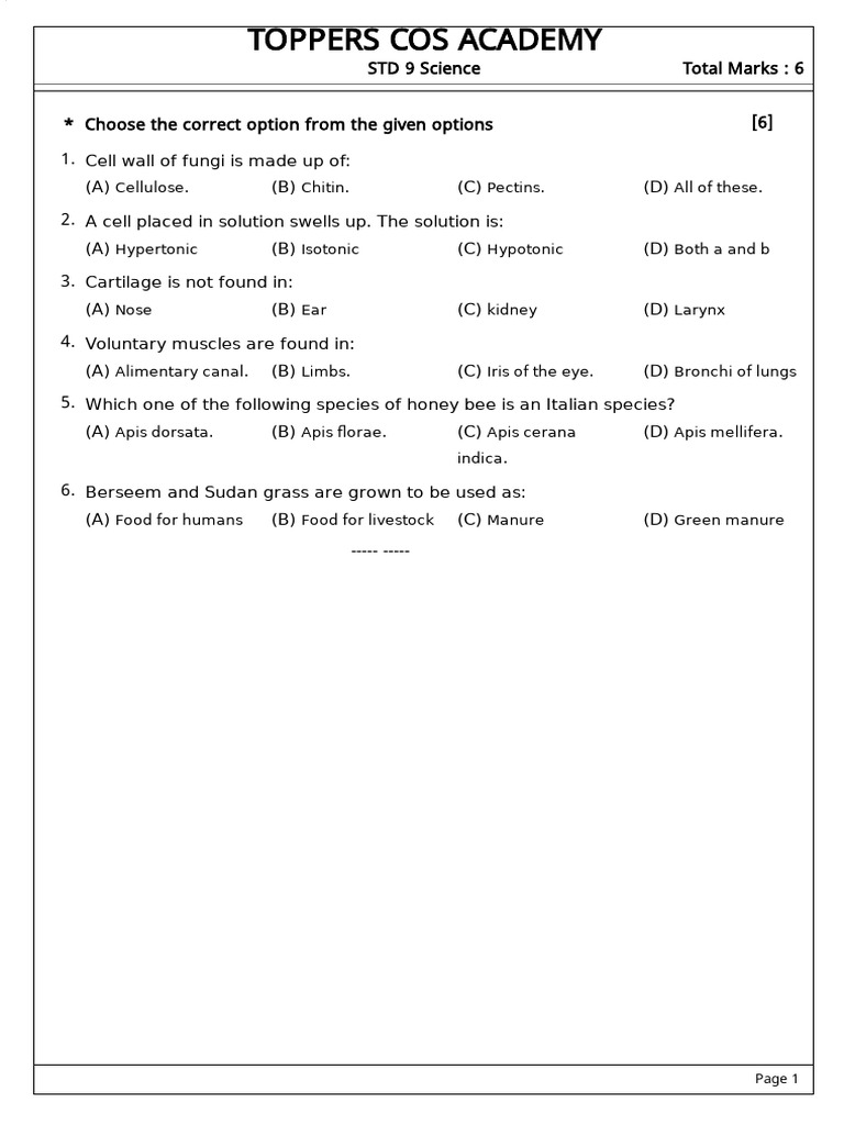 Community Post (MCQ - Bio) | PDF