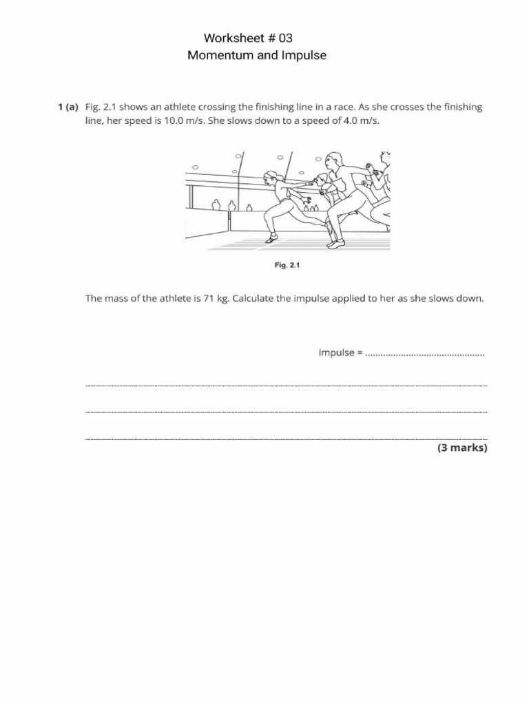 Worksheet Momentum and Impulse -2 | PDF