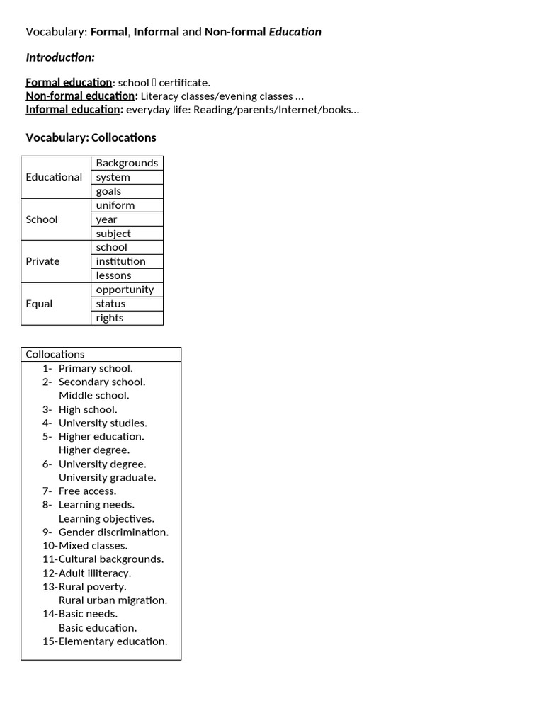 Collocations Education | PDF