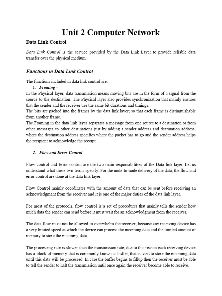 Data Link Control in Computer Networks | PDF
