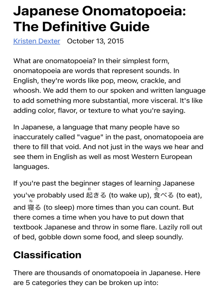 Japanese Onomatopoeia Explained | PDF