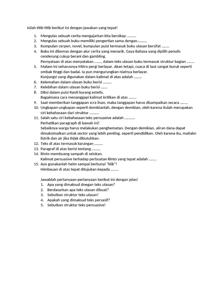 Soal ATS Kelas 8 | PDF