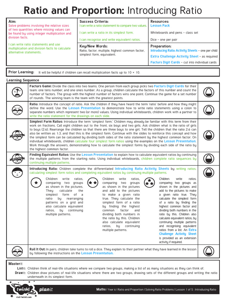 Lesson Plan Introducing Ratio | PDF | Ratio | Multiplication