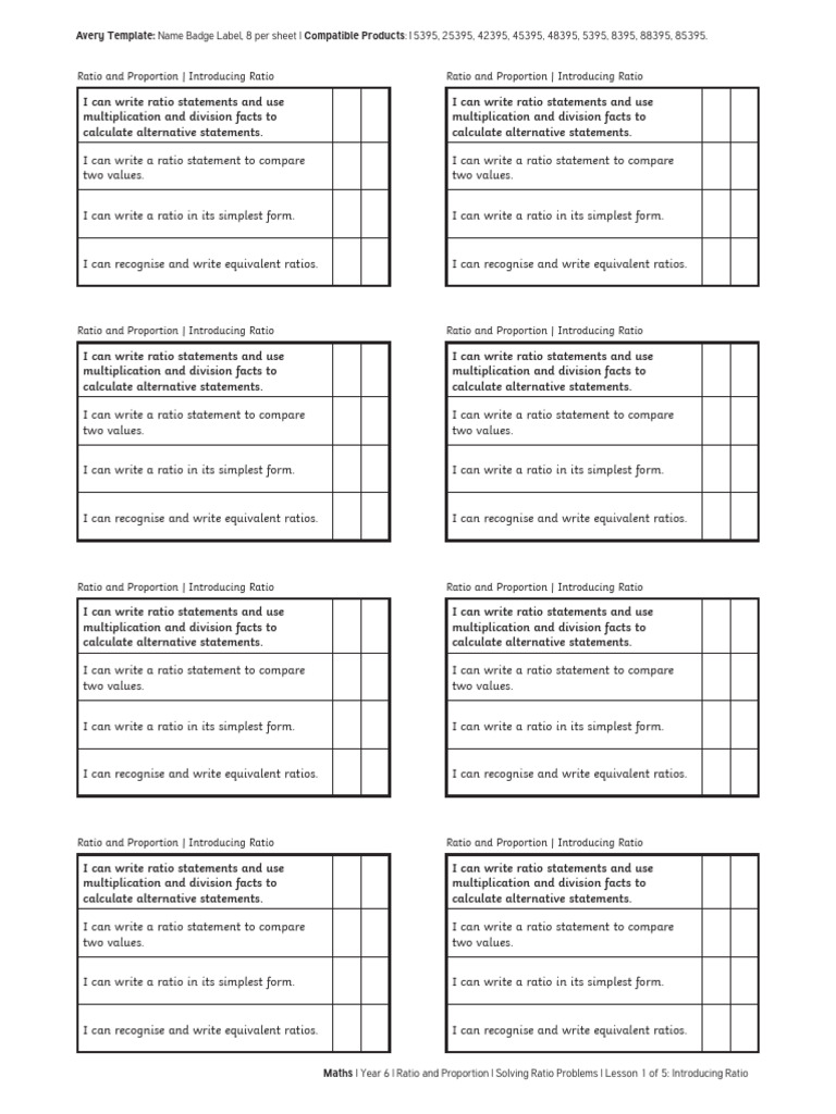 Success Criteria Grids Introducing Ratio | PDF | Ratio | Multiplication