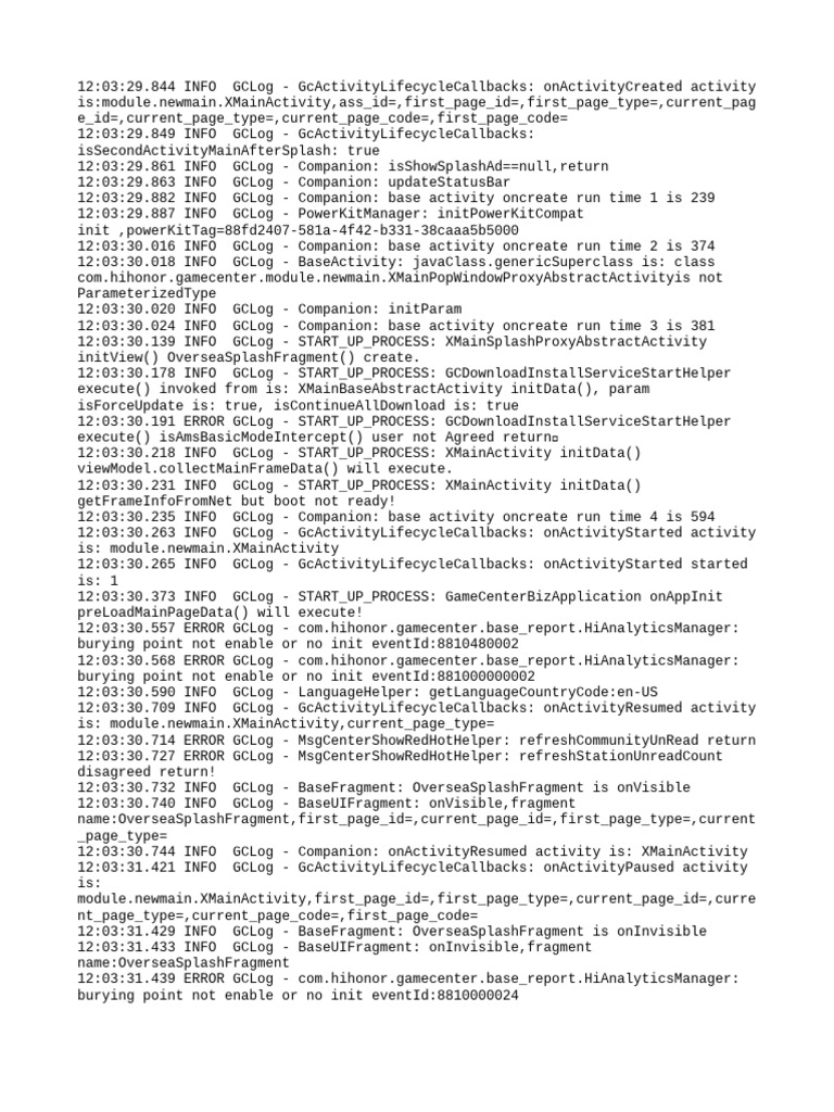 Game Center Activity Lifecycle Logs | PDF | Software | System Software