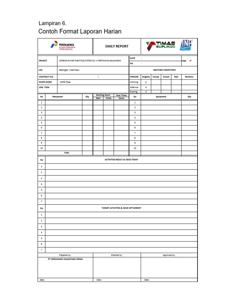 Daily Report Format Example | PDF