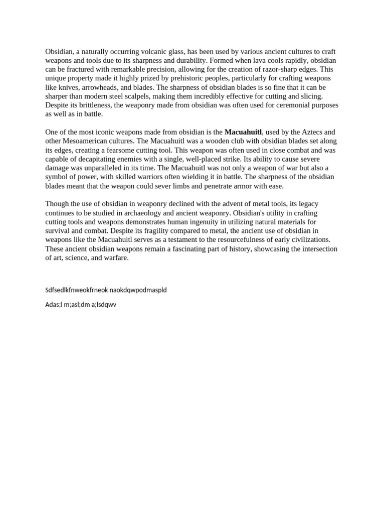 Obsidian Weapons | PDF