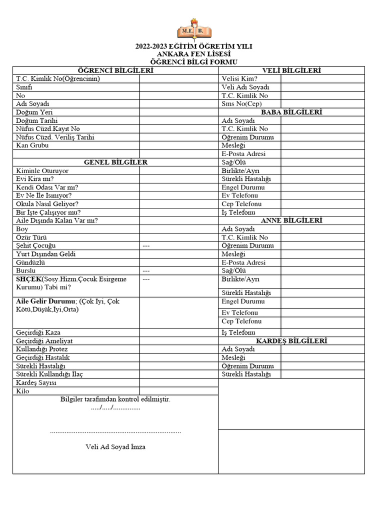 2022 Okul Kayit Belgeleri | PDF