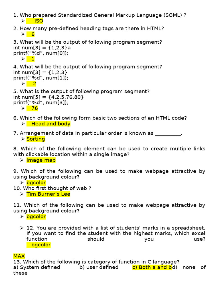 Gseb STD 10 Computer Exa, Revision | PDF | Integer (Computer Science) | Html Element