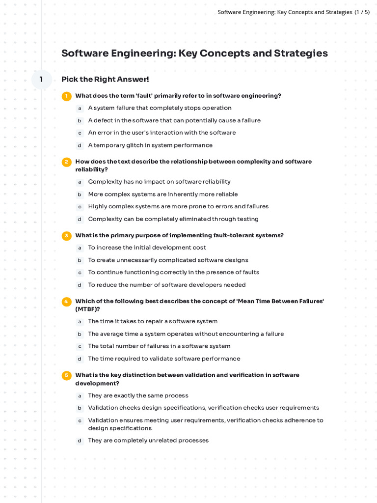 Twee - Software Engineering - Key Concepts and Strategies | PDF | Reliability Engineering ...