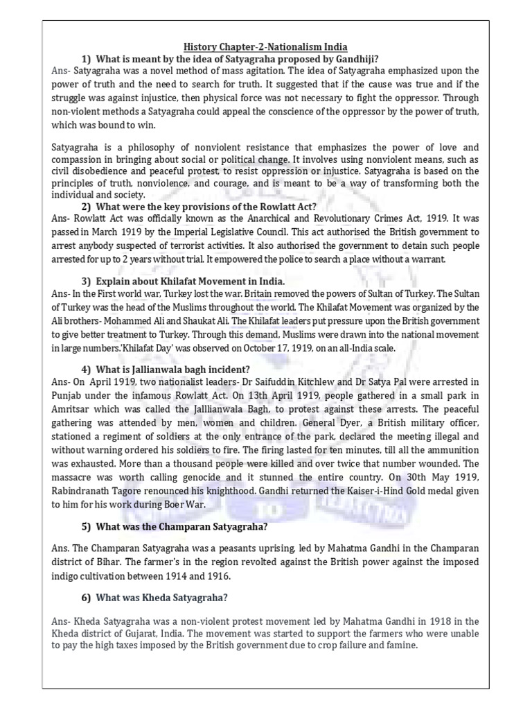 10th History Chapter 2 - Nationalism in India | PDF | Mahatma Gandhi ...