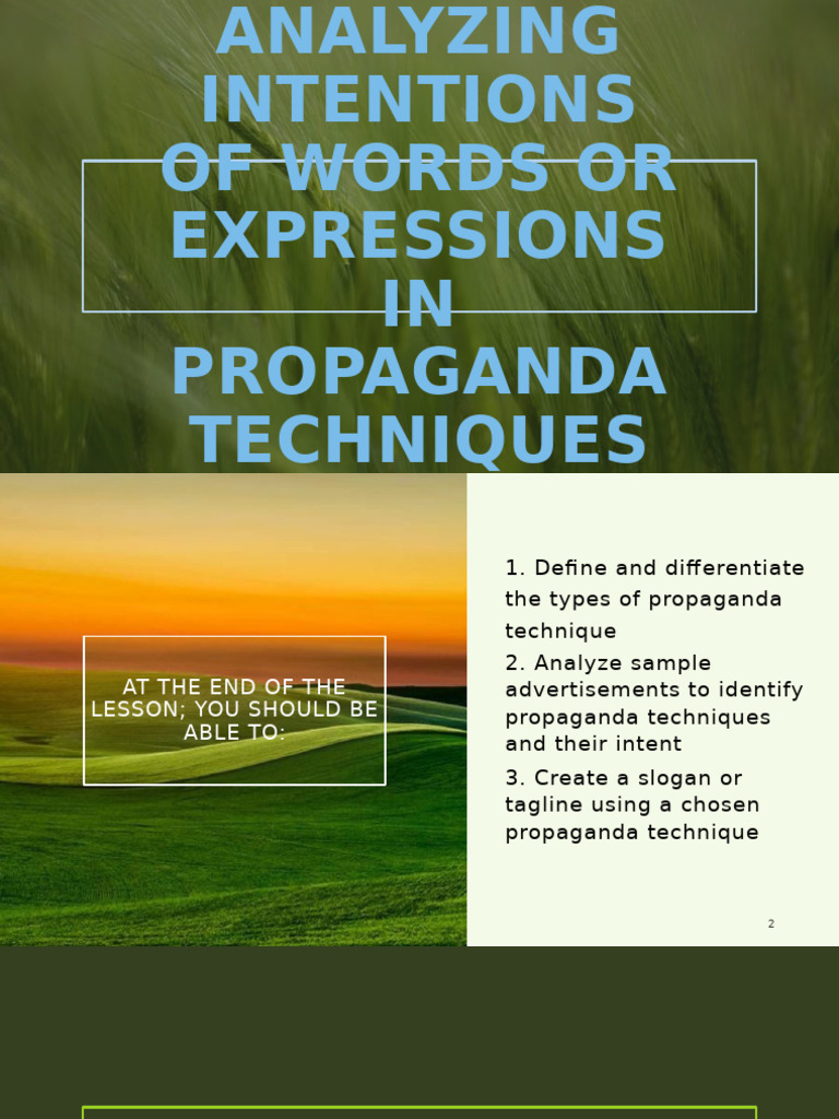 Analyzing Intentions of Words or Expressions in Propaganda | PDF ...