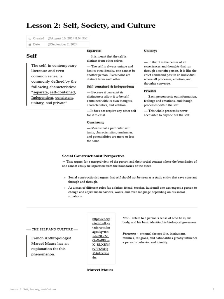 UTS - Lesson 2 | PDF | Identity (Social Science) | Self