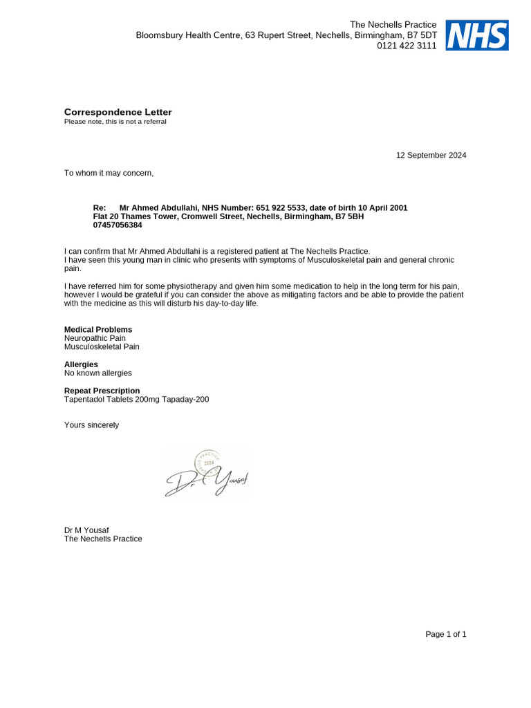 Nechells Practice Patient Confirmation | PDF