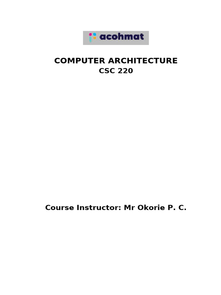 COMPUTER ARCHITECTURE (1) | PDF | Central Processing Unit | Computer Data Storage