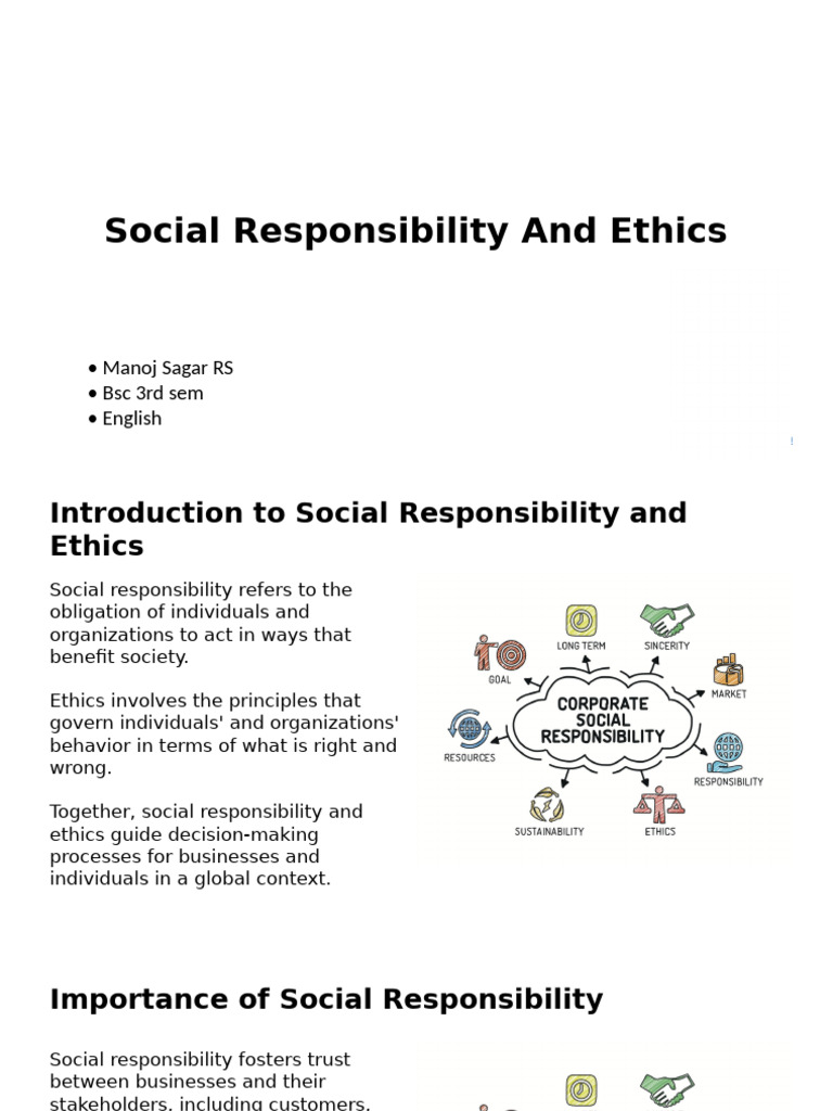 Social Responsibility and Ethics Overview | PDF | Economies | Business
