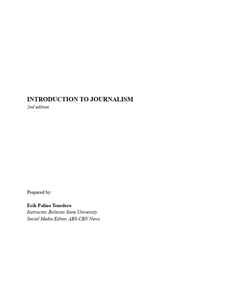 2ND Ed Intro To Journ Module | PDF | Journalism | Public Relations
