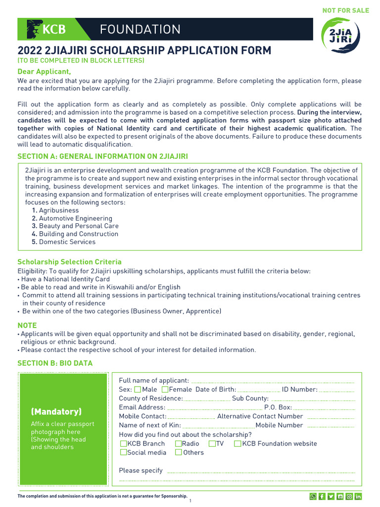 Upskillers Kcb Foundation Application Form (3) | PDF | Apprenticeship ...