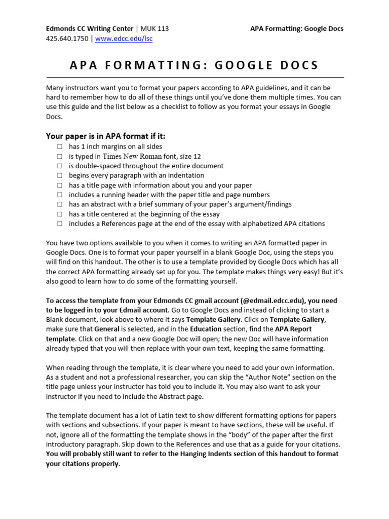 Edmondsccapaformatgdocs | PDF | Apa Style | Paragraph