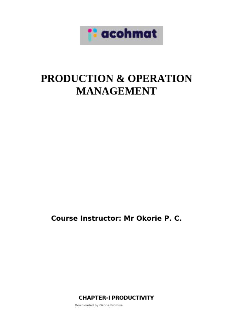 OPERATION & PRODUCTION MGT | PDF | Forecasting | Factors Of Production