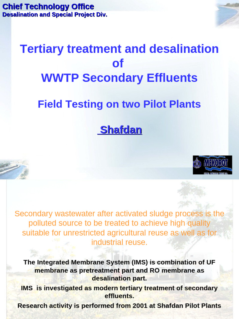 Tertiary Treatment of Wastewater Effluents | PDF | Membrane | Sewage ...