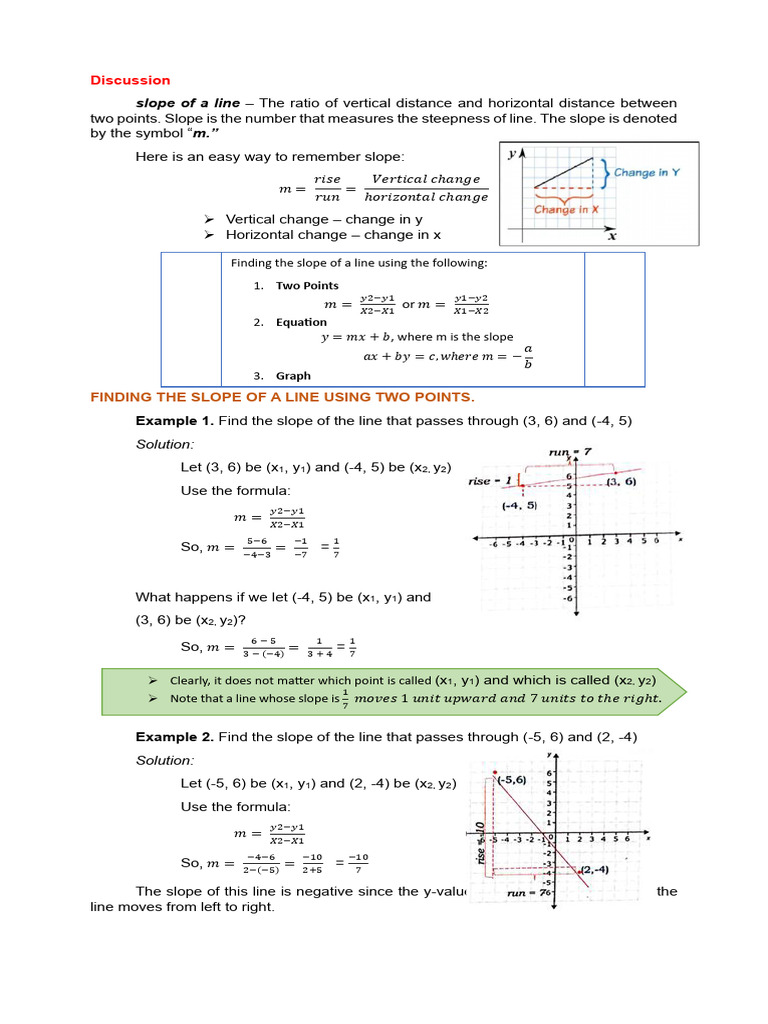 Slope of the Line | PDF | Slope | Mathematics
