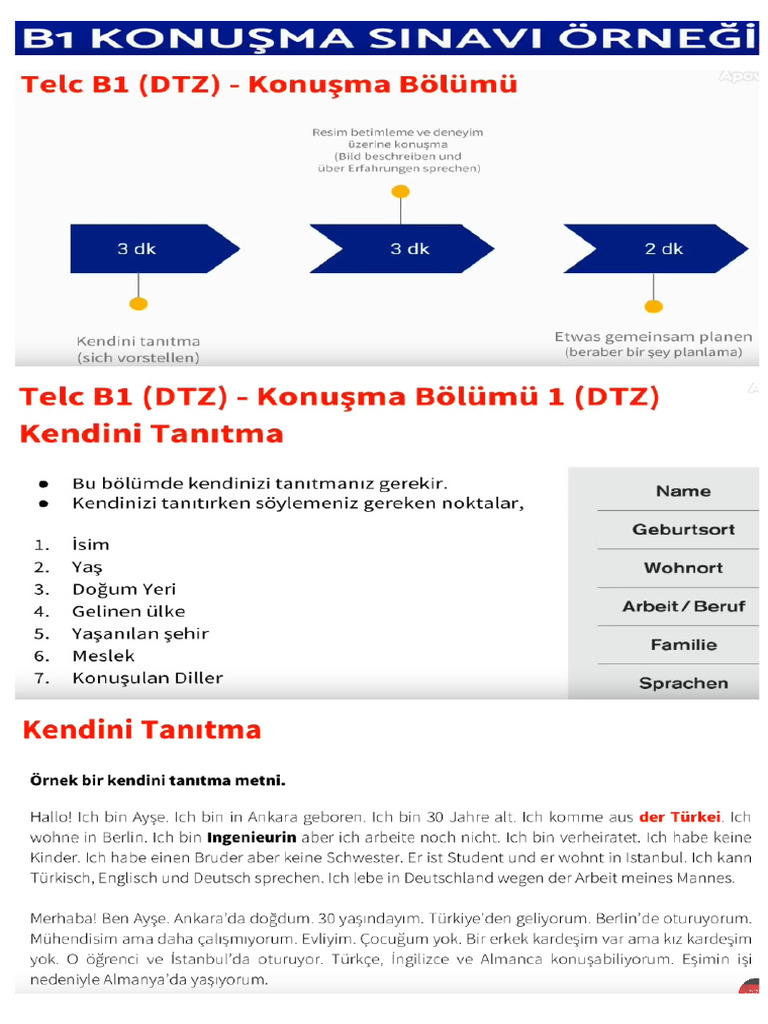 Almanca B1 Sinavi Konuşma Örneği̇ Telc Goethe | PDF