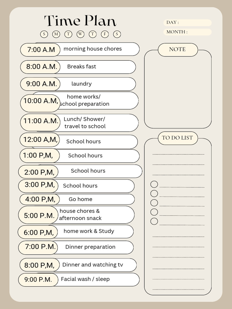 Brown White Modern Timetable (1) | PDF