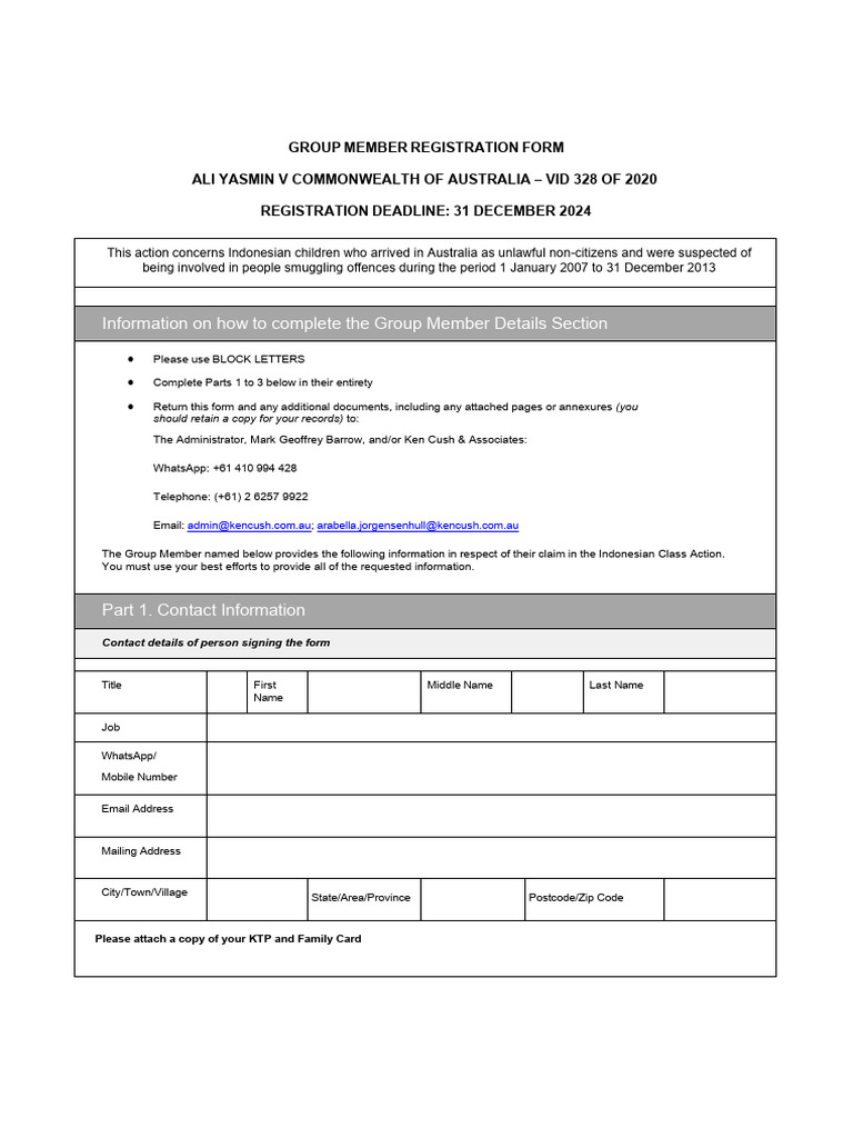 Group Member Registration Form | PDF