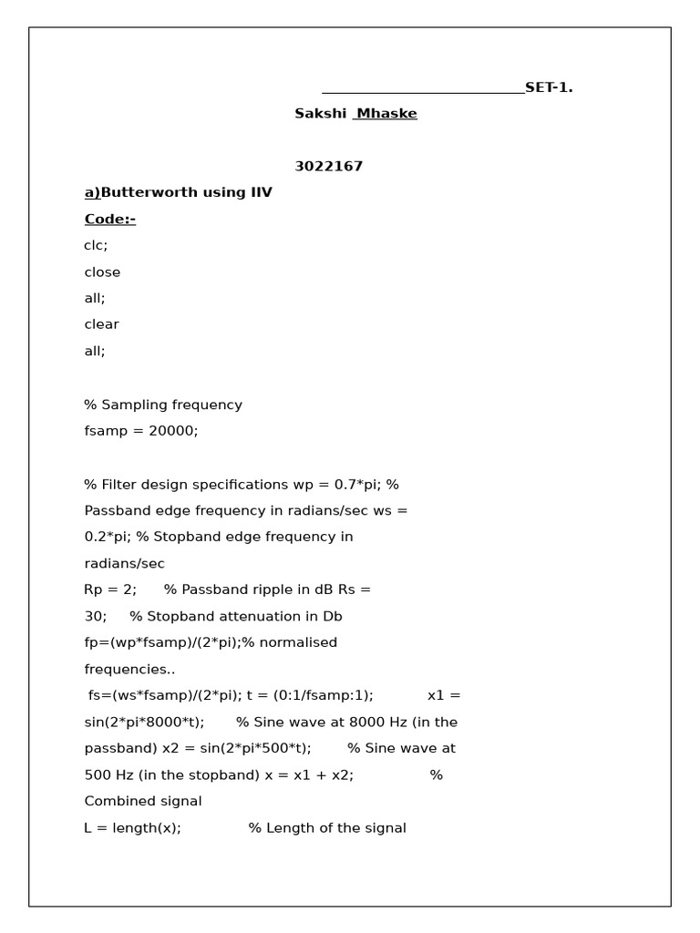 DTSP Assignment | PDF | Filter (Signal Processing) | Spectral Density