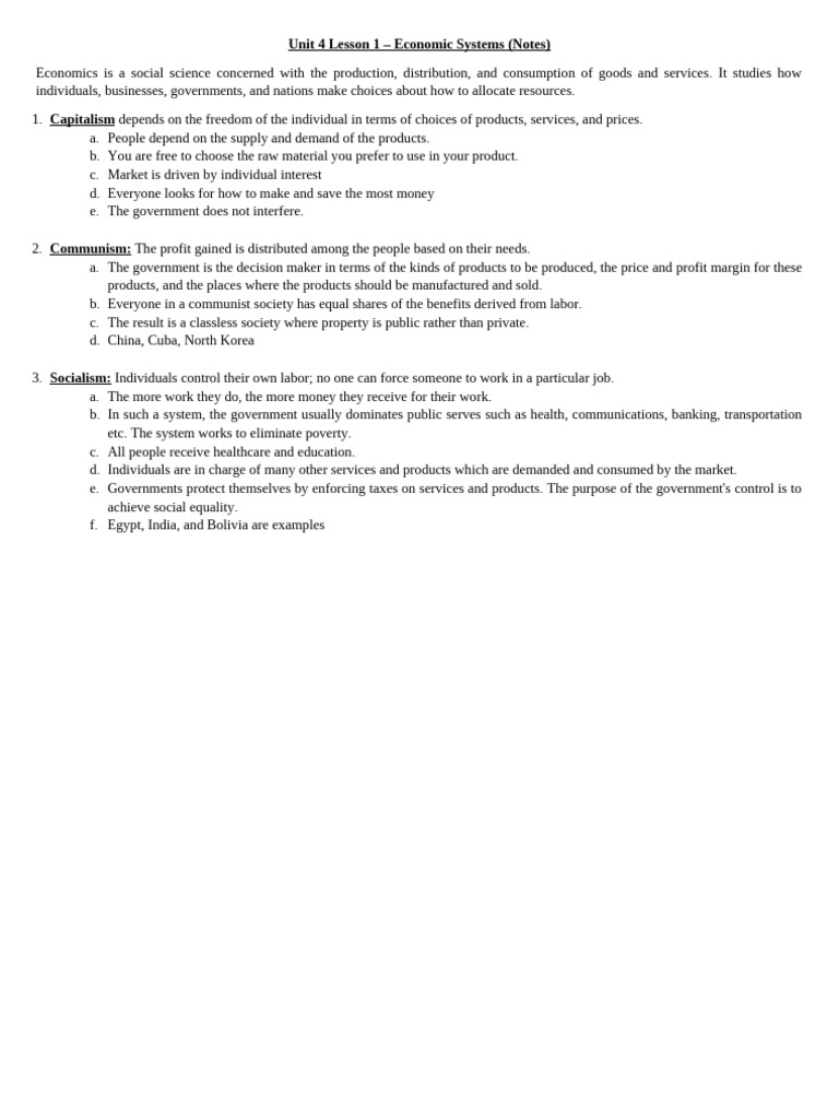 Overview of Economic Systems | PDF
