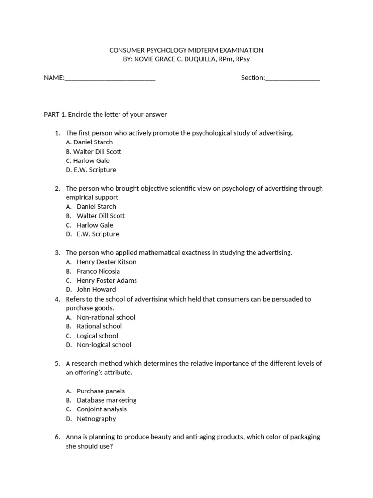 MIDTERM CONSUMER PSYCH | PDF | Behavior | Consumer Behaviour
