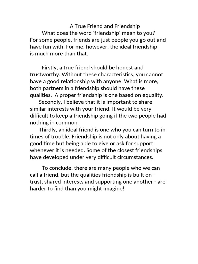Qualities of True Friendship | PDF