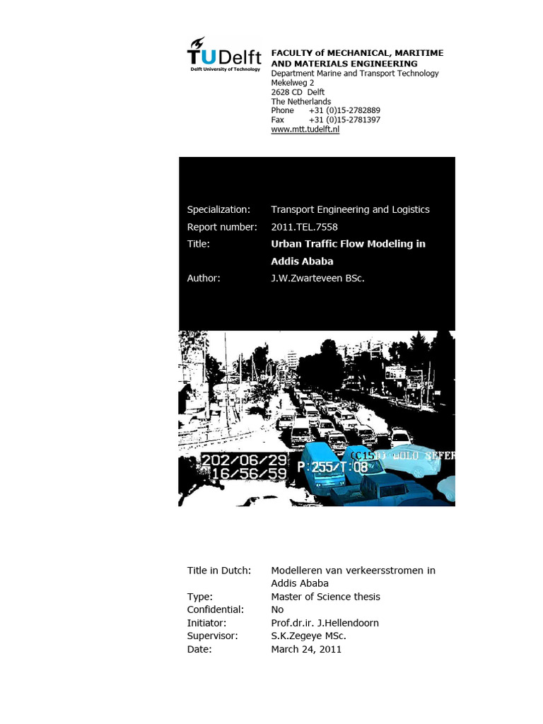 Urban Traffic Flow Modeling In Addis Aba Pdf Traffic Traffic Congestion
