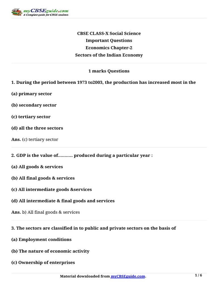 10 Social Economics Imp ch2 1 | PDF | Gross Domestic Product | Agriculture
