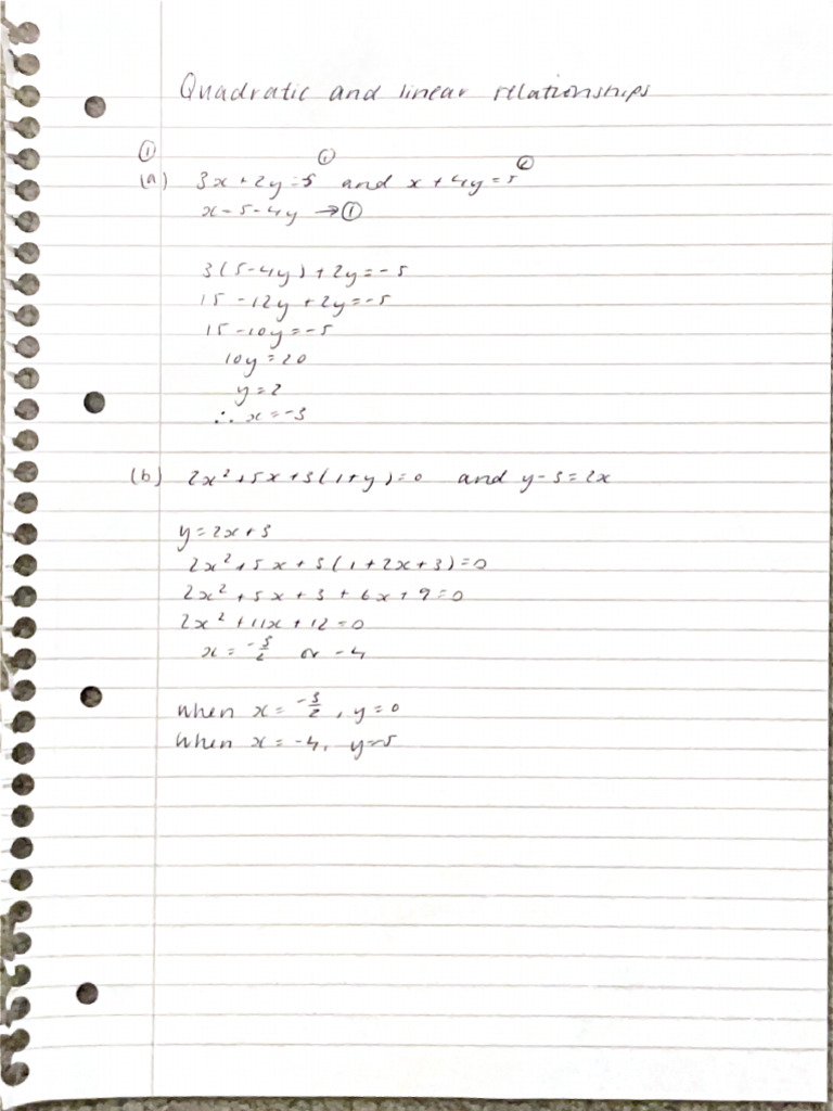 Quadratic and Linear Relationships | PDF