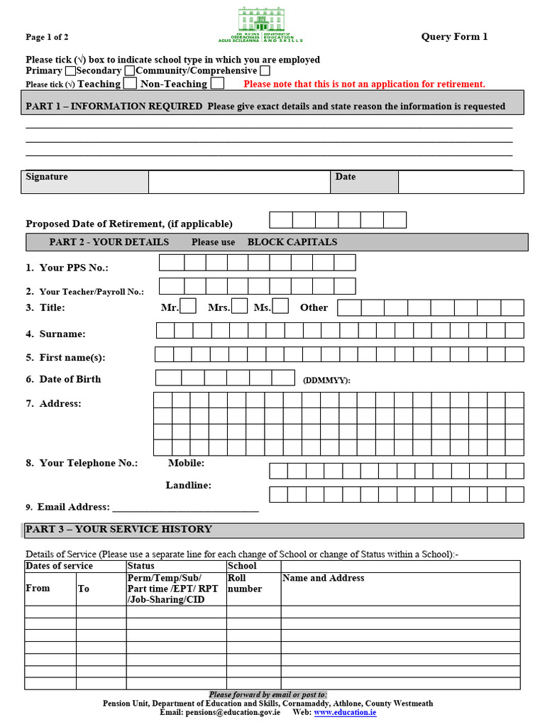 Pensions-Query-Form | PDF