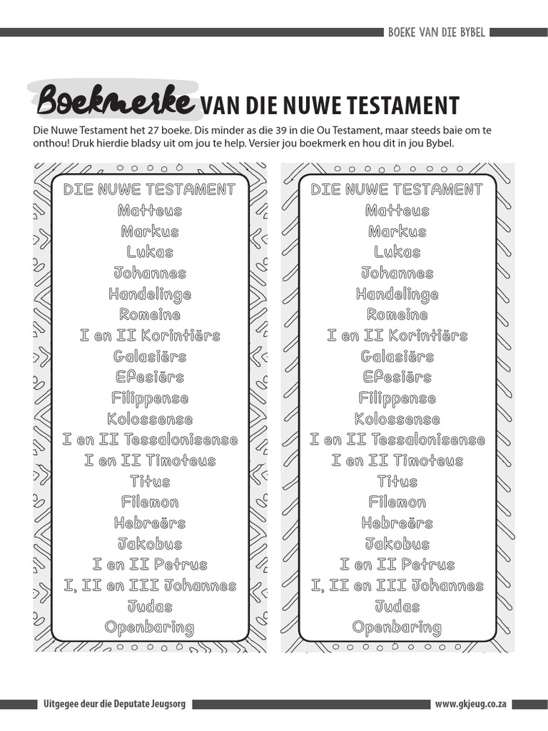 Boekmerk Van Die Nuwe Testament | PDF