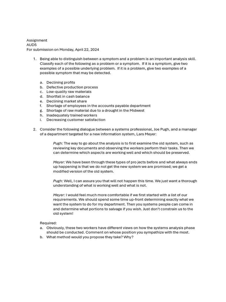 Assignment AUD5 | PDF