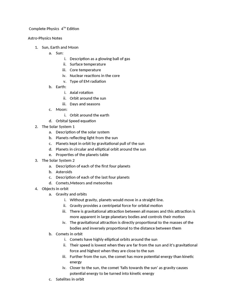 Complete Physics AstroPhysics Notes | PDF | Stars | Orbit