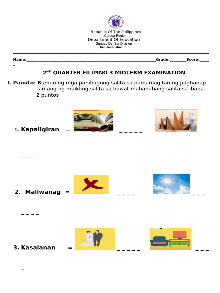 GRADE-3-FILIPINO-MIDTERM - 2nd Quart. | PDF